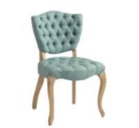China Antique Furniture Dining Room Chairs Button Tufted Blue Color Linen Fabric for sale