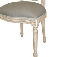China Natural oak wood frame with oval back  linen fabric wooden dining chair for sale