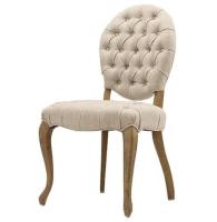 China Natural oak wood frame with oval back  linen fabric wooden dining chair for sale