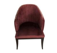 China Wholesale Red velvet fabric wooden dining chair with silver neilheads for sale