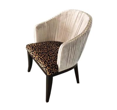 China Modern design custom made hotel velvet fabric wooden dining chair with silver neilheads for sale
