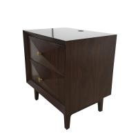 China Brass Handle 2 Drawer Hotel Bedside Tables , Hotel Nightstand Custom Made for sale