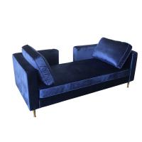 China Modern Design Blue Colour Velvet Living Room Sofa With Gold Metal Legs for sale