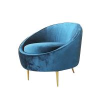 China 2018 Hotsale blue velvet single sofa,velvet lounge chair  with golden metal legs for sale