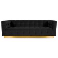 China European furniture luxury classic recliner  black Velvet living room sofa with golden metal base for sale