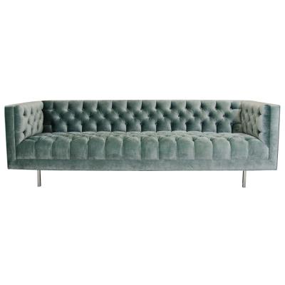 China European furniture luxury classic recliner Velvet living room sofa with golden metal base for sale