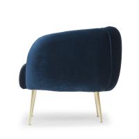 China European furniture classic stainless steel metal leg blue velvet armchair for sale
