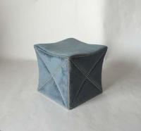 China Modern Blue Velvet Upholstery Square Ottoman Stool Cube For Bedroom for sale