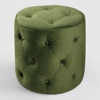 China Modern Bedroom Ottoman Bench Pink Velvet Button Tufted Round Ottoman Stool for sale