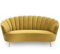 China Pink couch velvet tufting upholstered  wedding rental metal living room sofa with 4 metel legs for sale