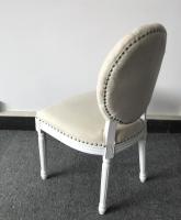 China French style vintage natural oak white wood frame fabric dining chair for sale