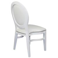 China French style white finish oak wood antique stackable wedding louis dining chair for sale