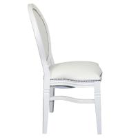 China French style white finish oak wood antique stackable wedding louis dining chair for sale