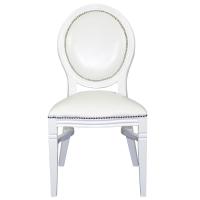 China French style white finish oak wood antique stackable wedding louis dining chair for sale