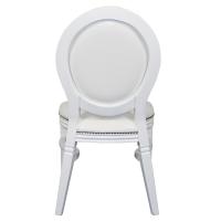 China French style white finish oak wood antique stackable wedding louis dining chair for sale