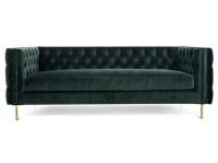 China Home Furniture Living Room Couches 3 Seat Sofa Green Velvet Fabric Upholstered for sale