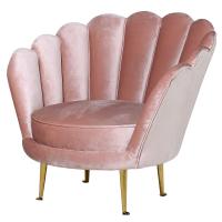 China Modern Living Room Fabric Sofas Golden Stainless Steel Base Shell Back Velvet for sale