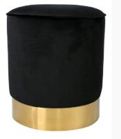 China Black Velvet Pouf Bedroom Ottoman Bench Stainess Steel Gold Metal Stool for sale