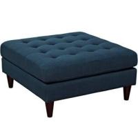 China Square American Style Bedroom Ottoman Storage Bench Button Tufted Linen Wooden Base for sale