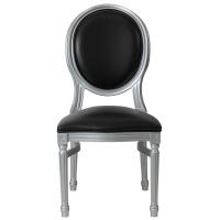 China Black Antique Wedding Stackable Louis Xv Chair Oak Wood Frame With Oval Back for sale