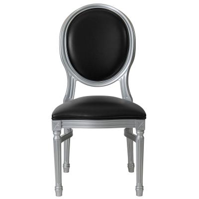China Black Antique Wedding Stackable Louis Xv Chair Oak Wood Frame With Oval Back for sale