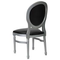 China Black Antique Wedding Stackable Louis Xv Chair Oak Wood Frame With Oval Back for sale