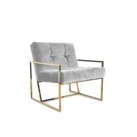 China Navy Blue Velvet Golden Stainless Single Modern Leisure Chair With Button Furniture for sale