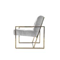 China Navy Blue Velvet Golden Stainless Single Modern Leisure Chair With Button Furniture for sale