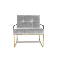 China Navy Blue Velvet Golden Stainless Single Modern Leisure Chair With Button Furniture for sale