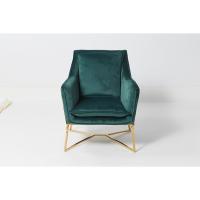 China Navy Green Velvet Golden Stainless Steel Single Modern Leisure Chair With Button for sale
