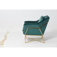 China Navy Green Velvet Golden Stainless Steel Single Modern Leisure Chair With Button for sale