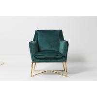 China Navy Green Velvet Golden Stainless Steel Single Modern Leisure Chair With Button for sale