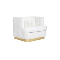 China White velvet Fabric Chinese Style Single Accent Leisure Home Living Room Club Armchair Lounge Arm Chair golden base for sale