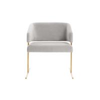 China Home furniture metal tube brass golden base with grey velvet fabric Copenhagen Dining Chair for sale