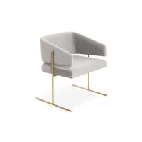 China Home furniture metal tube brass golden base with grey velvet fabric Copenhagen Dining Chair for sale