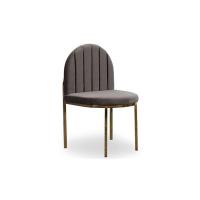 China home furniture Dining Chair in Bule Channel Tufted Velvet fabric back with 4 metal golden brass leg for sale