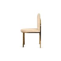 China home furniture Dining Chair in Bule Channel Tufted Velvet fabric back with 4 metal golden brass leg for sale