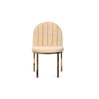 China home furniture Dining Chair in Bule Channel Tufted Velvet fabric back with 4 metal golden brass leg for sale