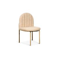 China home furniture Dining Chair in Bule Channel Tufted Velvet fabric back with 4 metal golden brass leg for sale