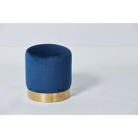 China Modern Upholstery Blue Velvet Bed Ottoman Bench With Metal Base for sale