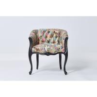 China Elegant black with grain Wood Frame Chair French Style Chair Crazy birds Fabric Antique Armchair Accent chair for sale