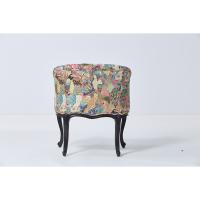 China Elegant black with grain Wood Frame Chair French Style Chair Crazy birds Fabric Antique Armchair Accent chair for sale