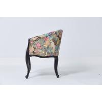 China Elegant black with grain Wood Frame Chair French Style Chair Crazy birds Fabric Antique Armchair Accent chair for sale