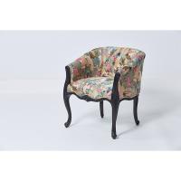 China Elegant black with grain Wood Frame Chair French Style Chair Crazy birds Fabric Antique Armchair Accent chair for sale