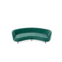 China Upholstery Velvet Fabric Sofa Chair Curved Back Simple Design Modern with black solid wood leg sofa for sale