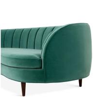 China Upholstery Velvet Fabric Sofa Chair Curved Back Simple Design Modern with black solid wood leg sofa for sale