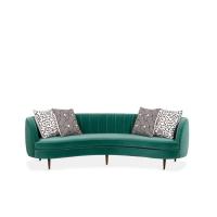 China Upholstery Velvet Fabric Sofa Chair Curved Back Simple Design Modern with black solid wood leg sofa for sale