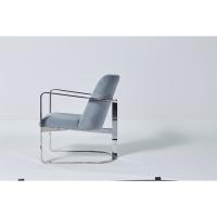 China Modern Design Clean Blue Fabric Furniture Dining Room Chairs With Steel Metal Base for sale