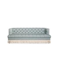 China New Design Classics Style Living Room Sofa  3 Seater Grey Velvet Fabric Sofa With Fashionable Tasseles for sale