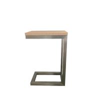 China Brushed Nickel Leg Wooden Frame Small Wood Veneer Side Coffee Table For Living Room for sale